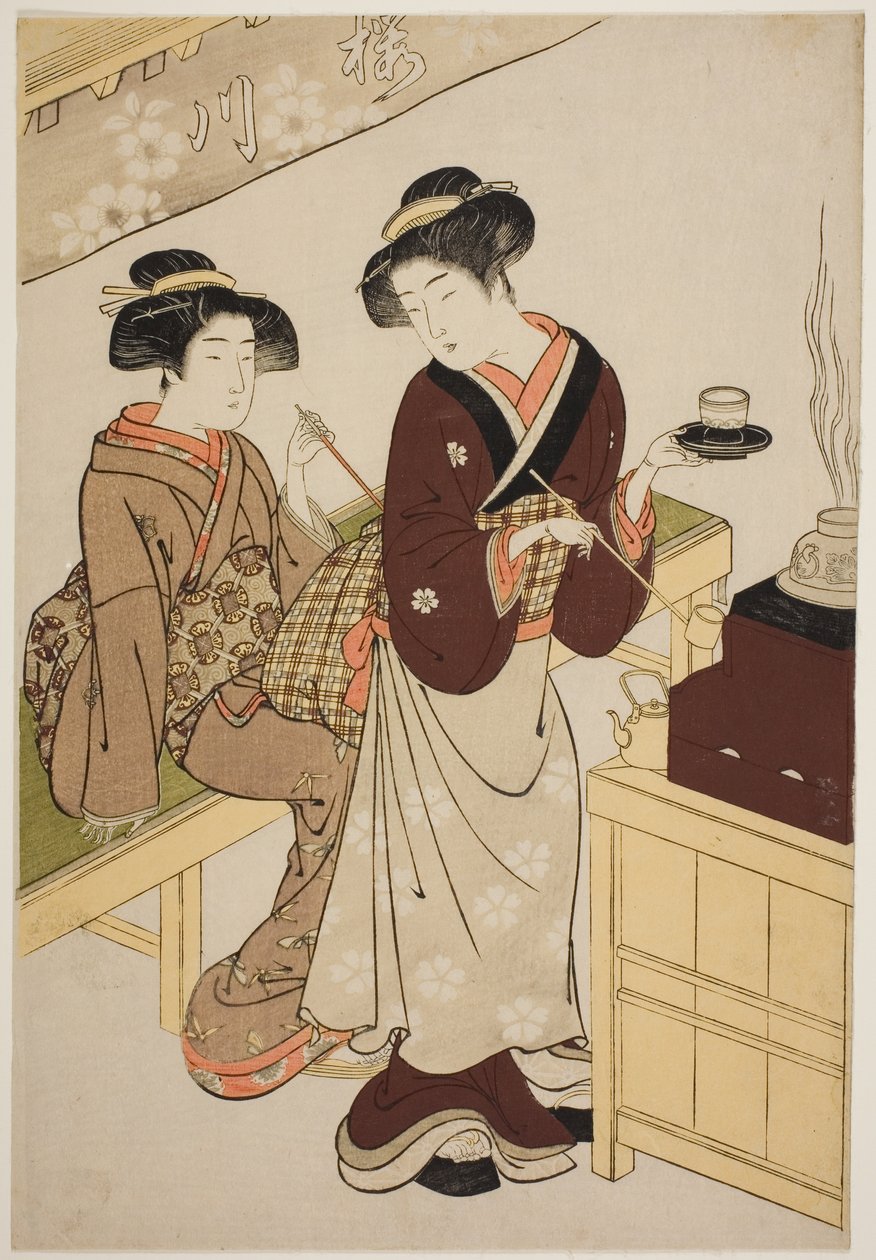 The Sakuragawa Teahouse by Kitao Shigemasa: Fine art print
