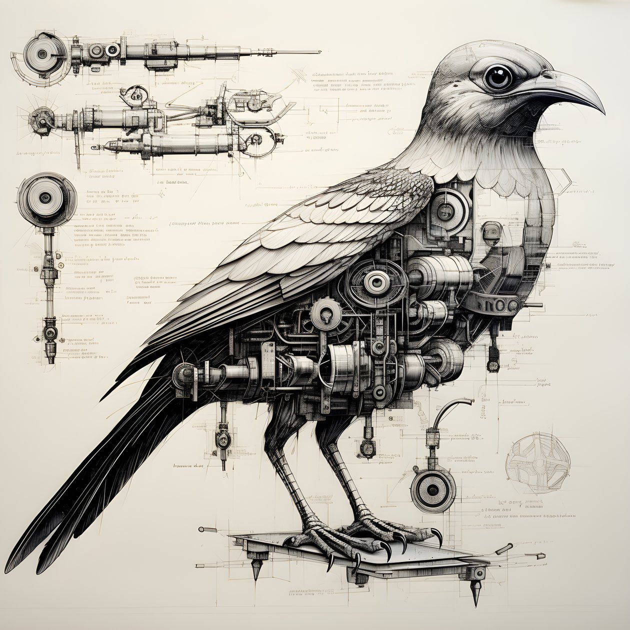 Steam Mechanical Bird Blueprints by Da Vinci 1