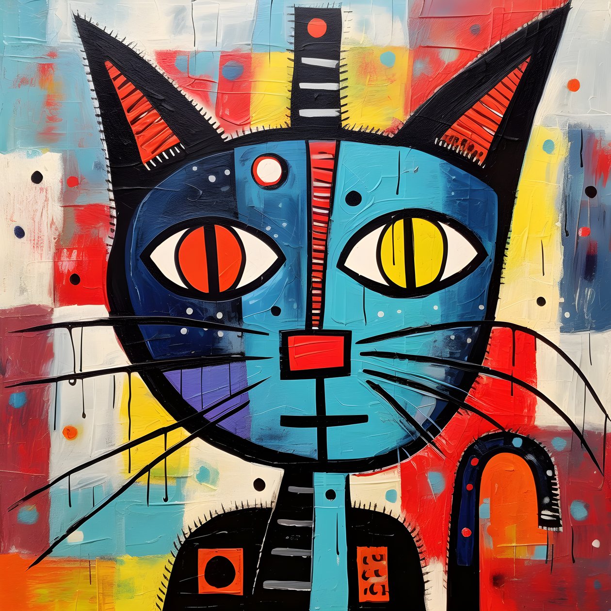 Cute Cat in the Style of Picasso, Joan Miro, and Basquiat 4