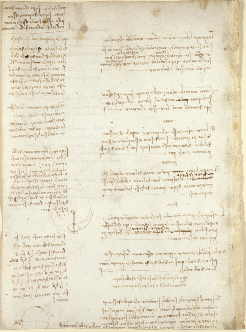 Notes and rough diagrams from 'Codex Arundel'