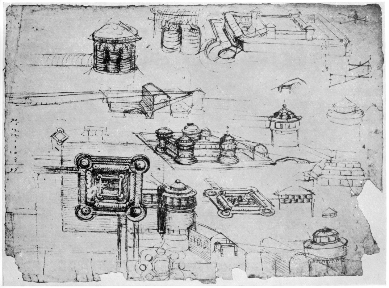 Designs for a fortress by Leonardo da Vinci