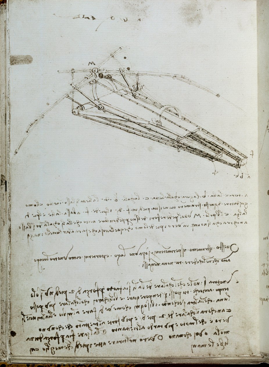Flying Machine Drawing by Leonardo da Vinci