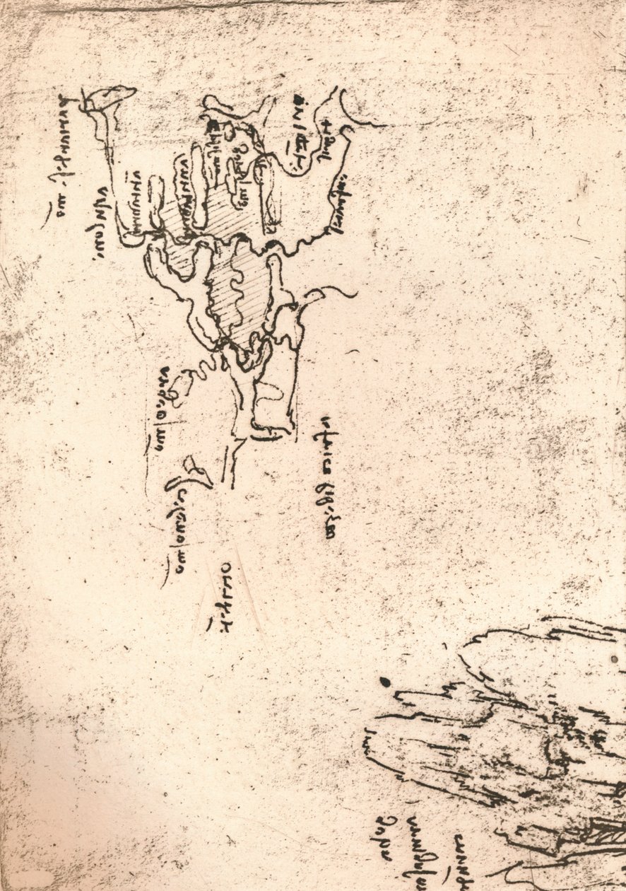 Sketch Map of Armenia by Leonardo da Vinci: Fine art print