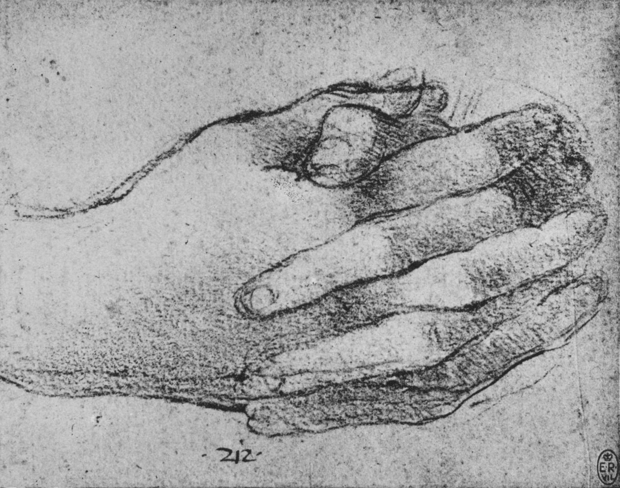 Study of Clasped Hands by Leonardo da Vinci: Fine art print