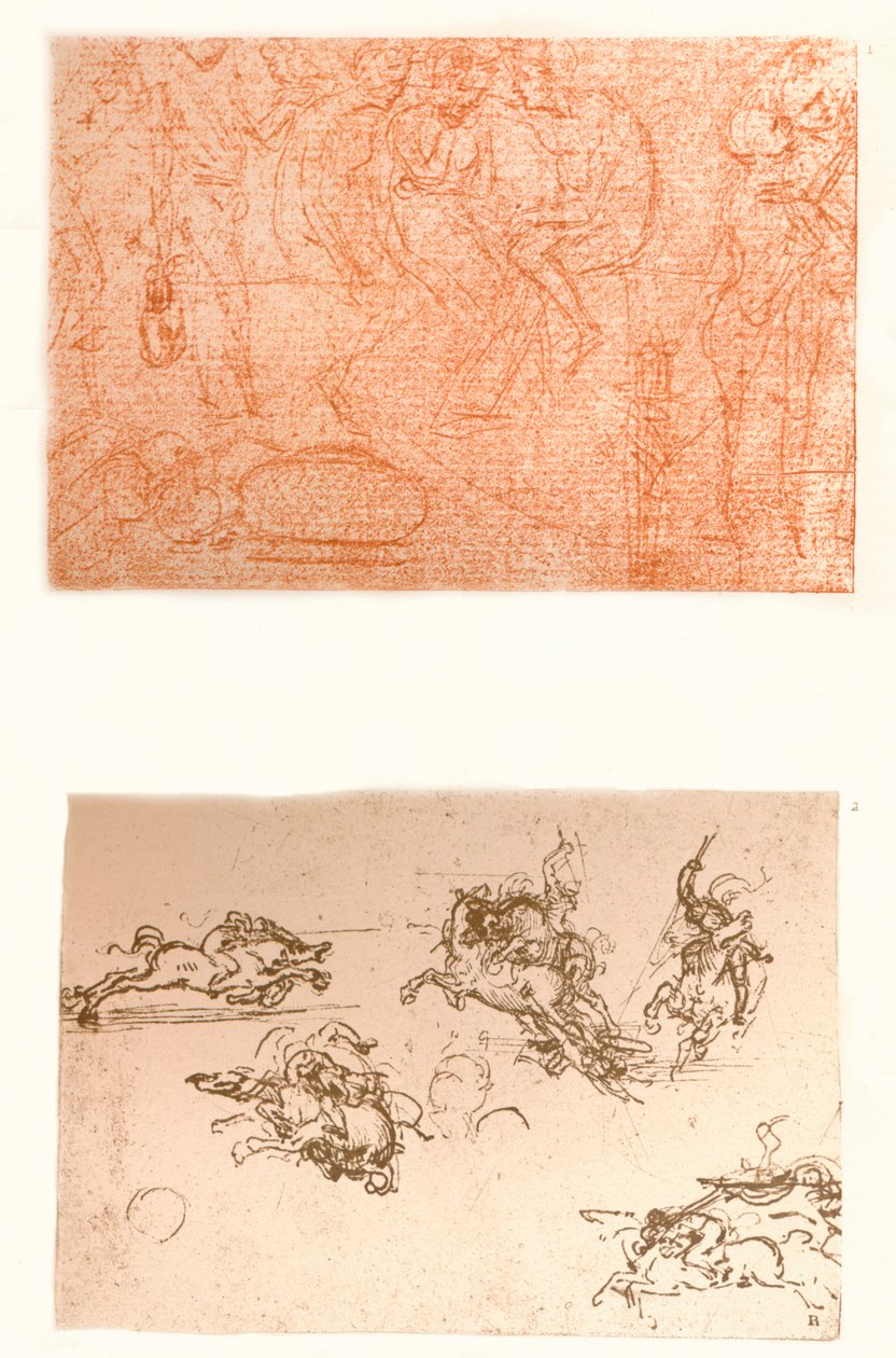 Two drawings by Leonardo da Vinci: Premium art reproduction