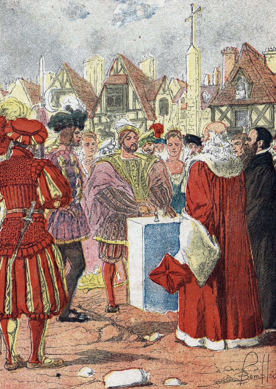 Posing by the King of France Francois I of the First Stone of the Hotel ...