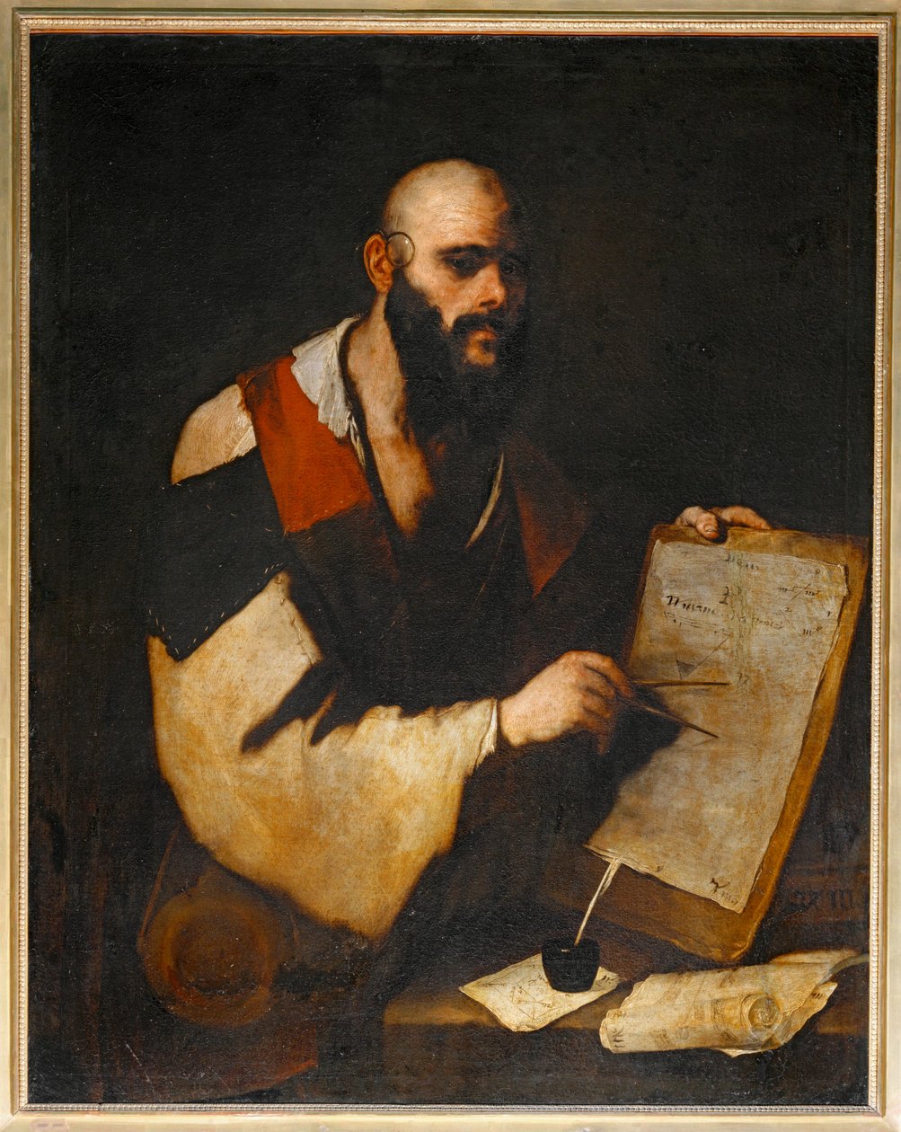 Philosopher Drawing Geometrical Figures with a Compass