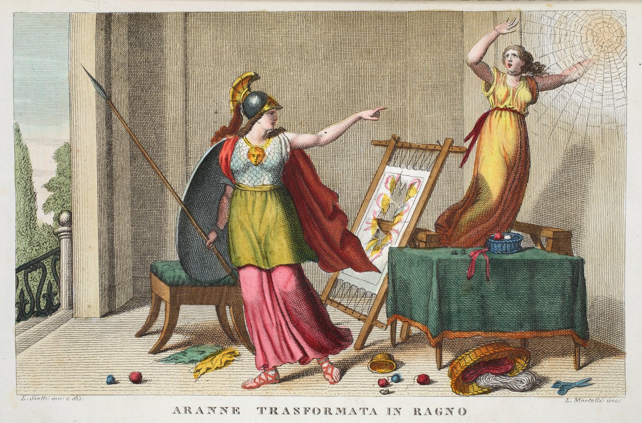 Arachne into a Spider, Book VI, Illustration from Ovid's Metamorphoses ...