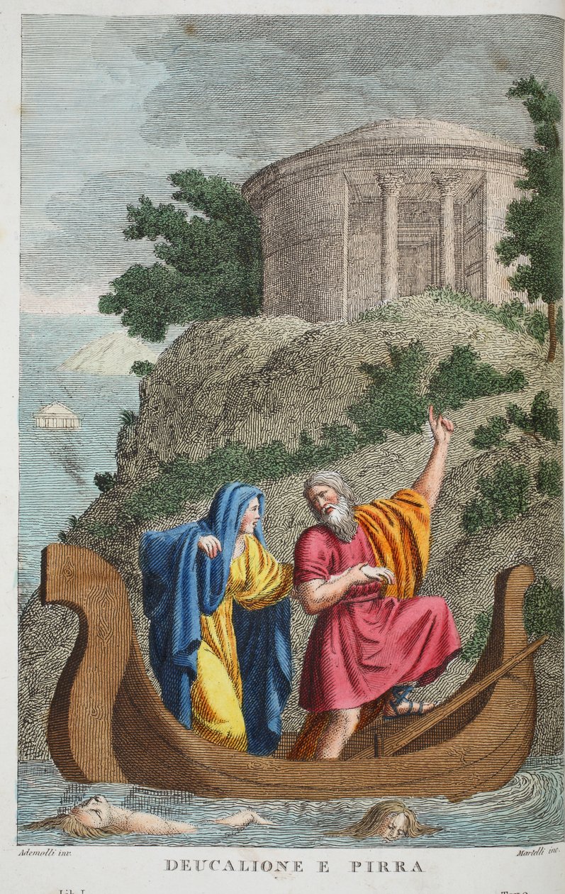 Pyrrha and Deucalion, Illustration from Ovid's Metamorphoses, Florence ...