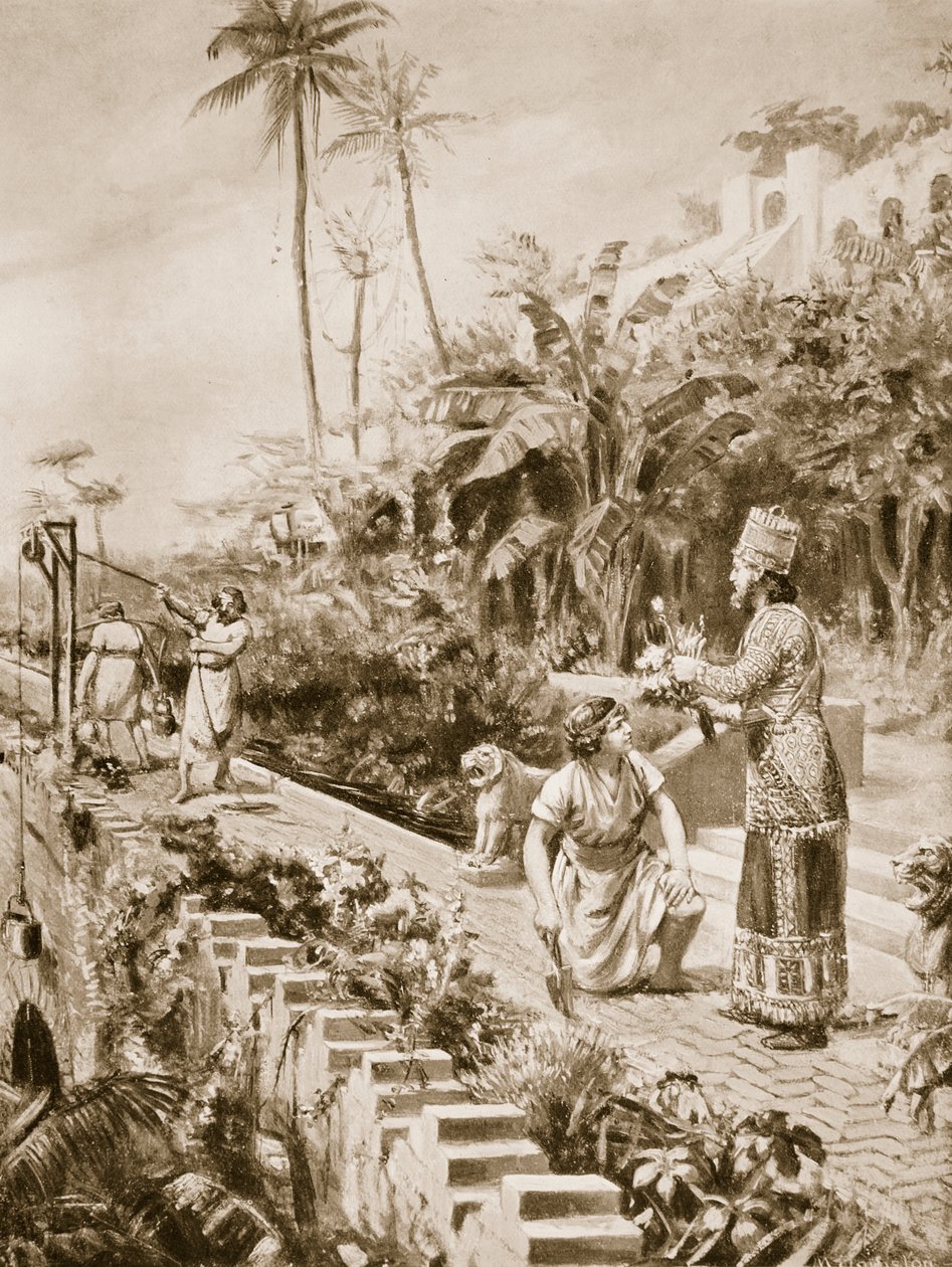 The Hanging Gardens of Babylon, illustration from 'Hutchinson's History ...