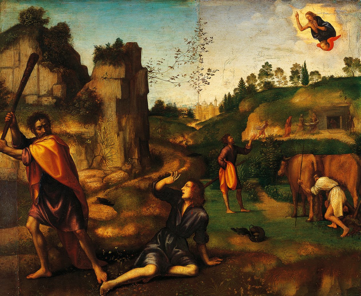 Italian School Cain Killing Abel Cain And Abel NICE Paintings