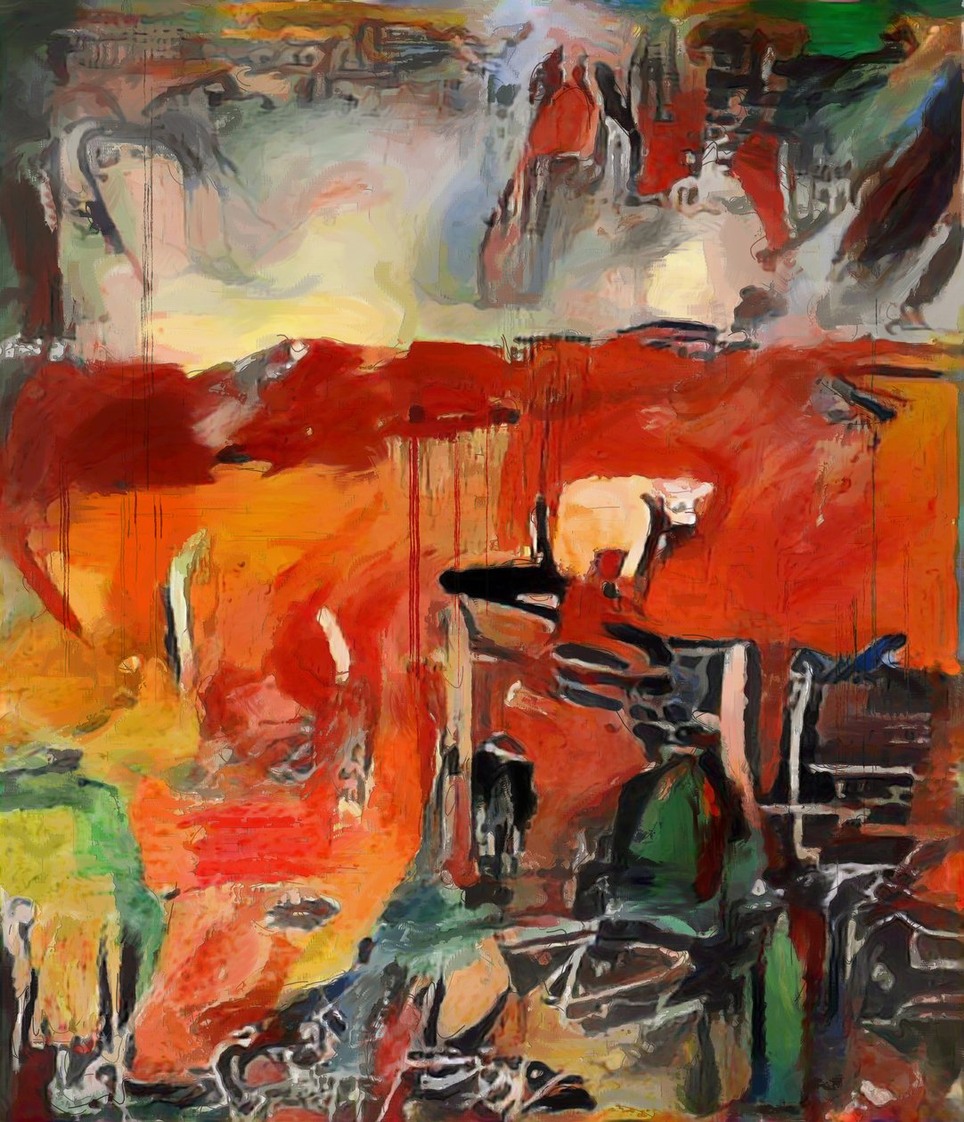 Red Landscape with Cow by Mark Gordon: Buy fine art print