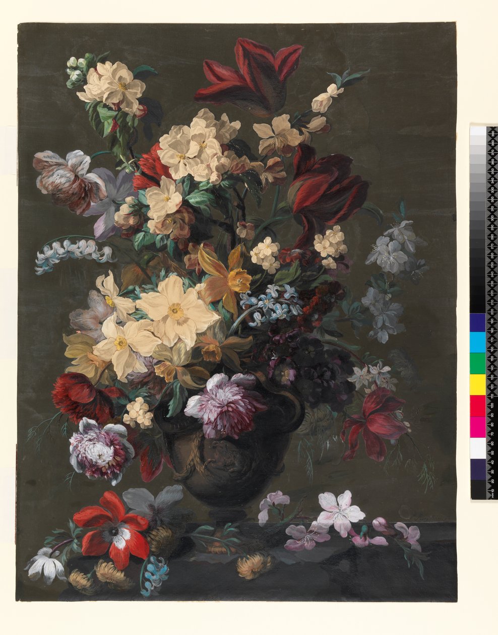 Flowers in a Vase Standing on a Ledge, Late 18th Century
