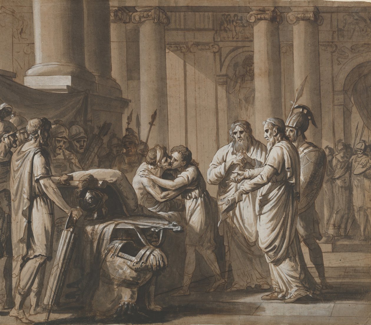 Scene from Roman History, depicting a Youth receiving Armor from a Dying