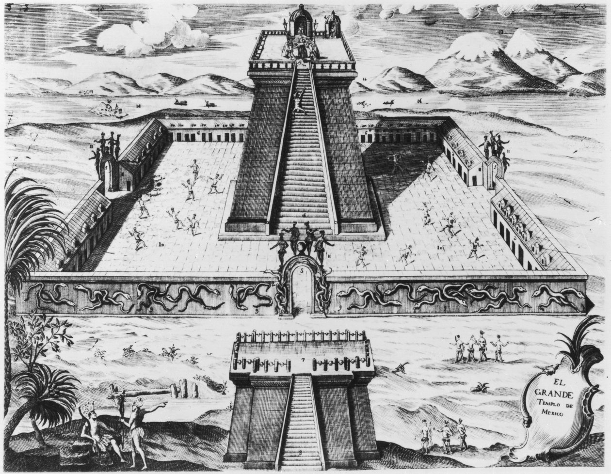 The Templo Mayor at Tenochtitlan (from 'Historia de Nueva Espana', 1770)