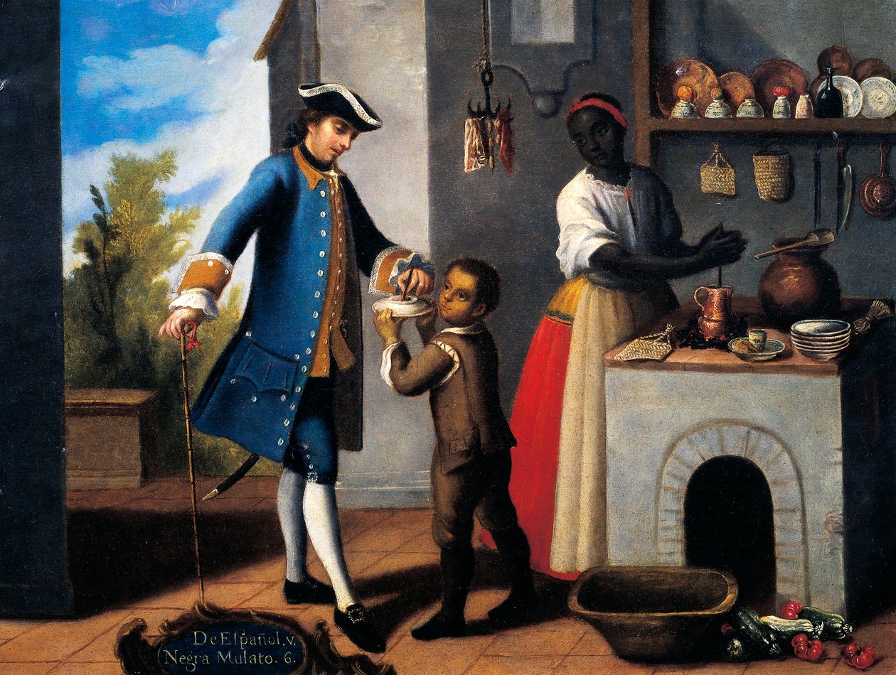 Mulatto Painting Mulatto Slaves Preparing Mandioca Cassava Flour
