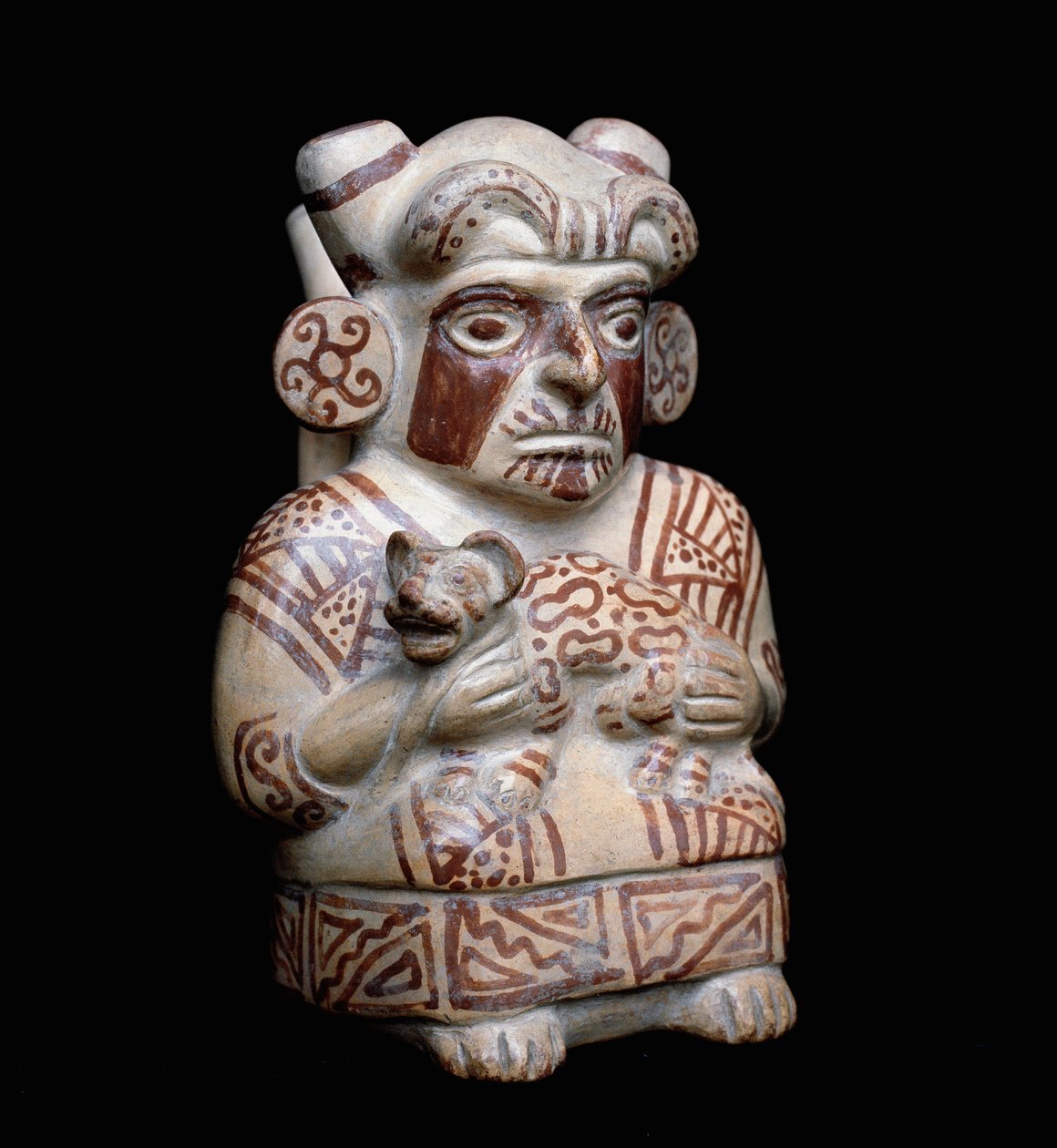 Pre-Columbian Art, Mochica Civilization: A Mochica Chief with a Feline in His Arms