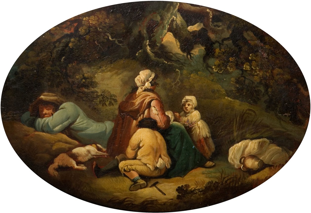 Gypsies In A Landscape by Moses Haughton: Fine art print