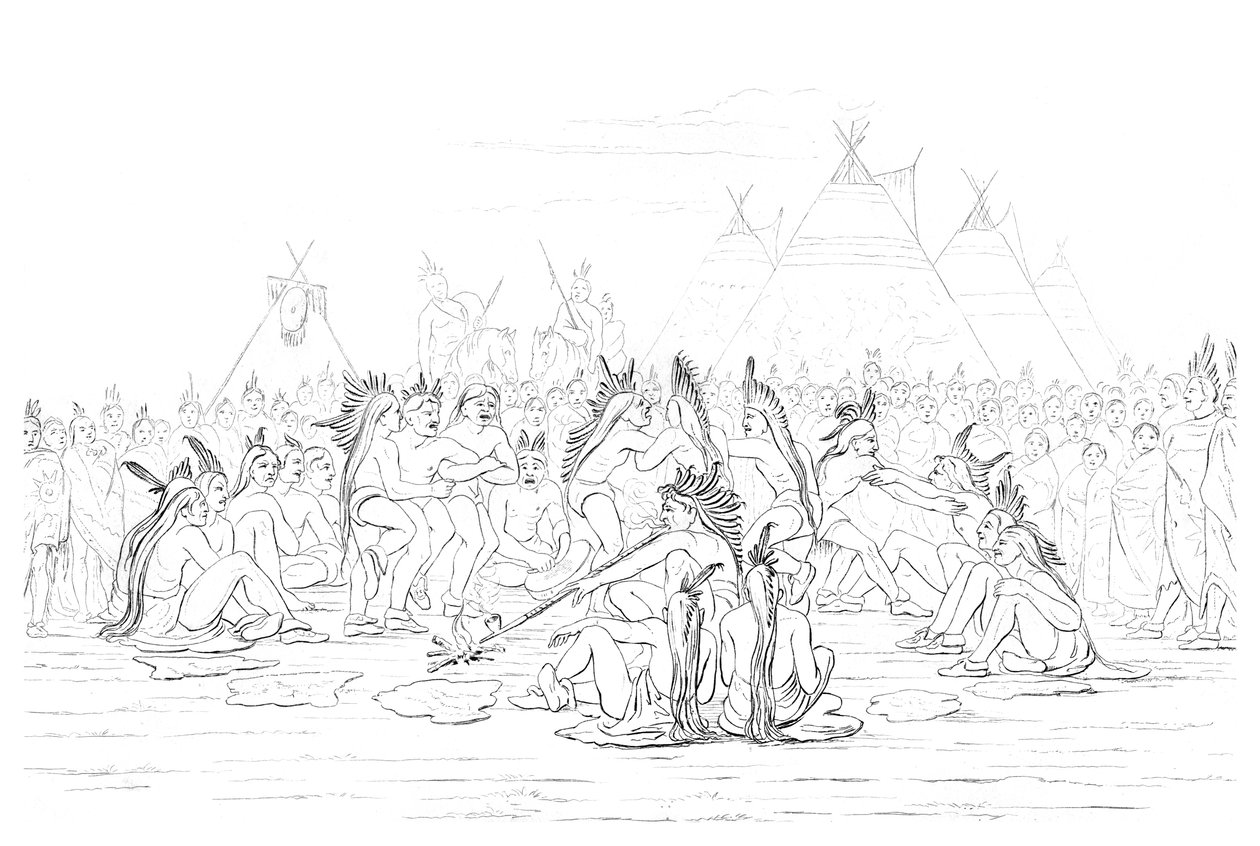 Native American pipe dance by Myers and Co: Fine art print