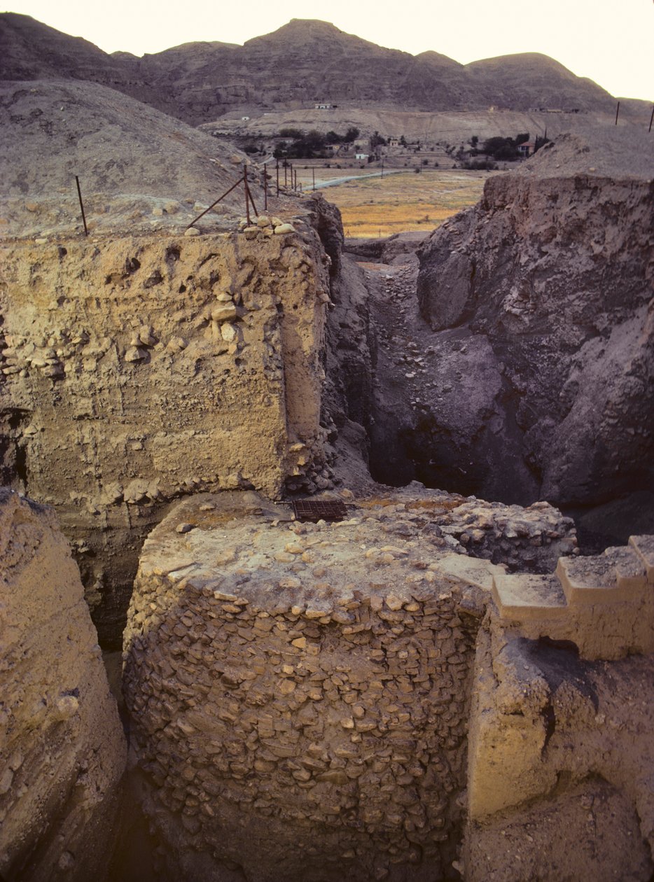 Trench at Neolithic archaeological site of Jericho