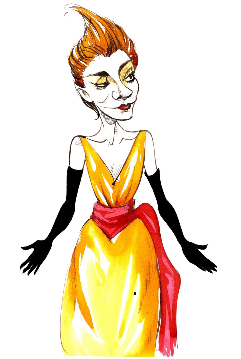 Yvette Guilbert, French actress and cabaret singer, caricature