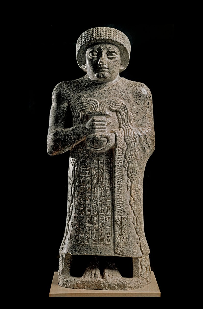 Sumerian Art: Detail of the Statue of Gudea, Prince of Lagash known as ...