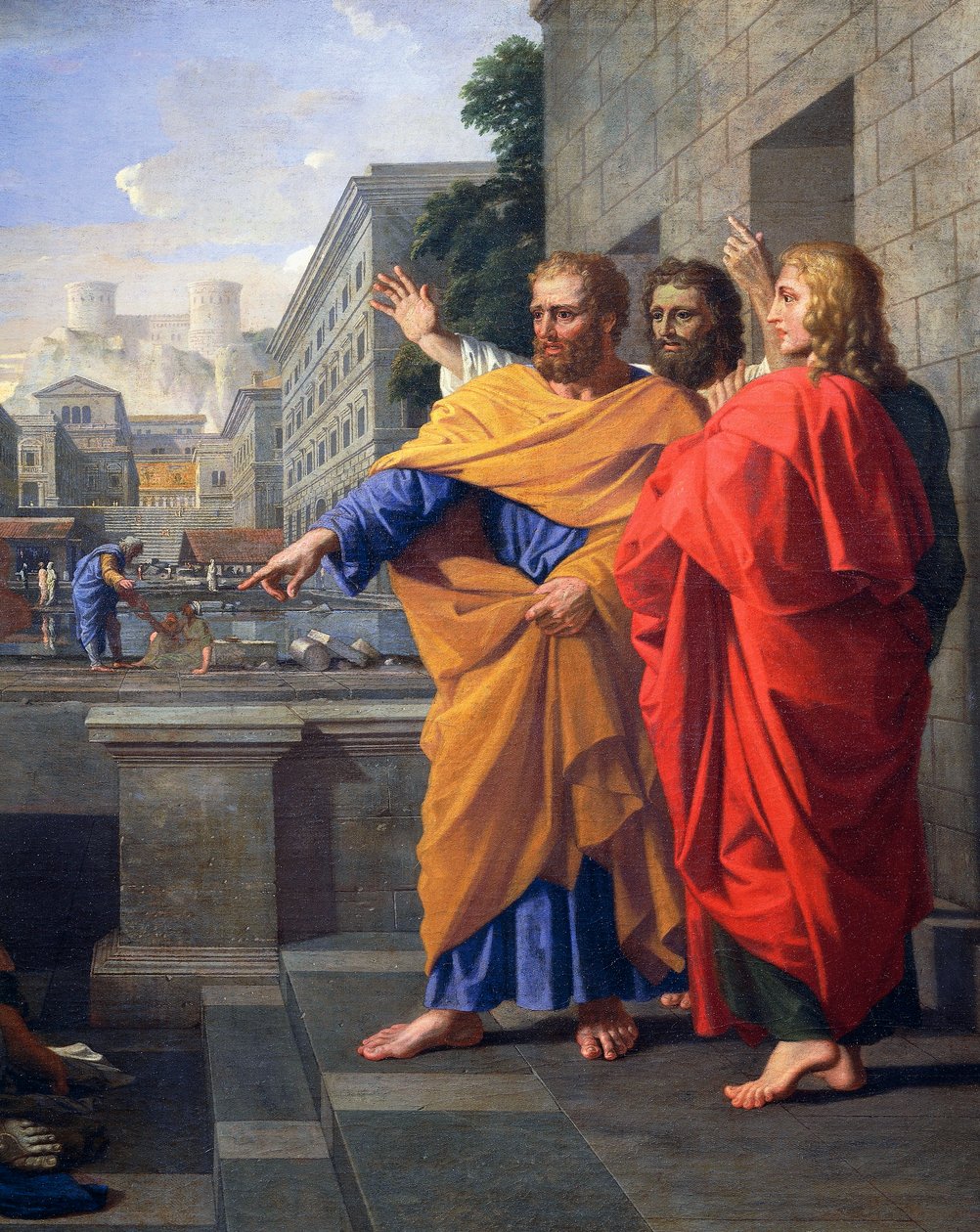 Death of Sapphira, wife of Ananias, who fell burning at St Peter's feet ...