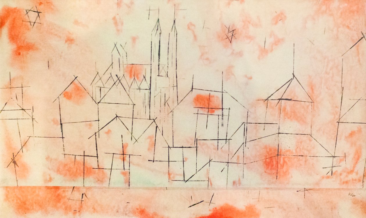 City with Gothic Cathedral by Paul Klee: Fine art print
