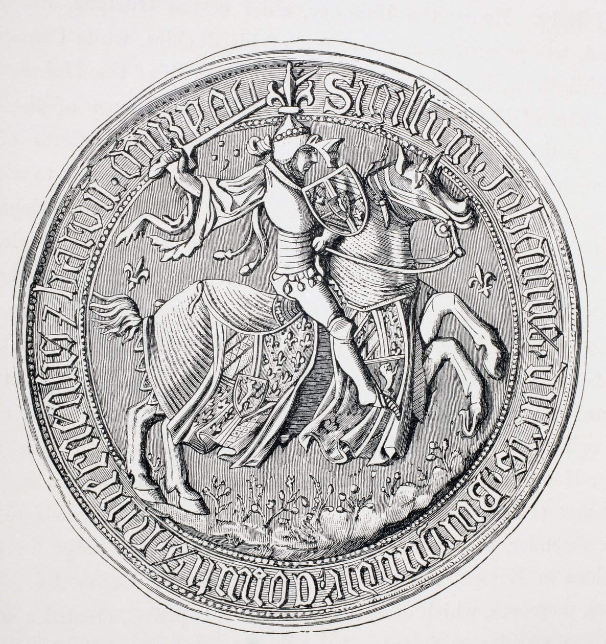 Siegel von Jean II., Herzog von Burgund, Graf von Nevers und Baron von ...