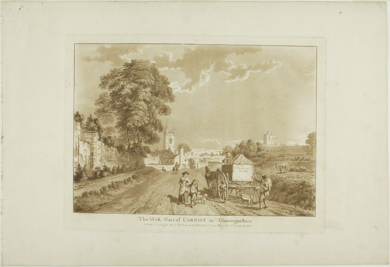 The West Gate of Cardiff in Glamorshire, plate one from Twelve Views in ...
