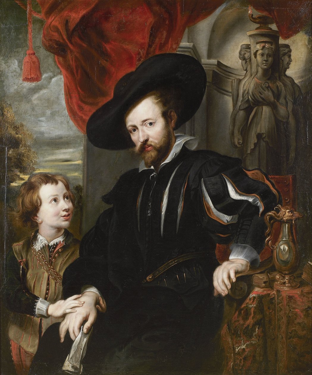 Portrait of Peter Paul Rubens with his son Albert, Mid of 17th century