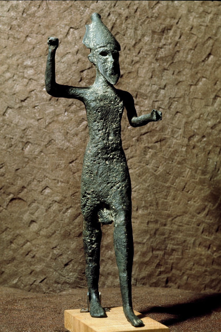 Phoenicia: figurine of a god in bronze. Found in the sea near Selinunte ...