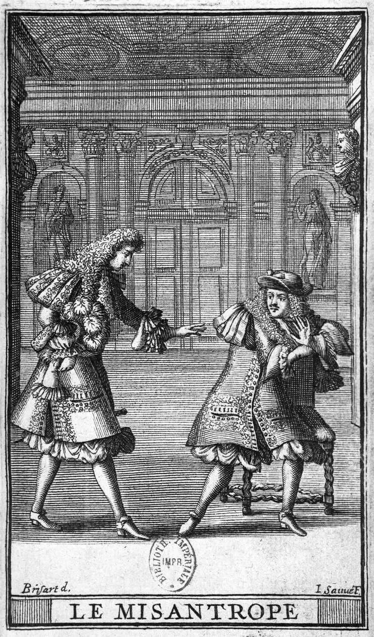 Scene from 'Le Misanthrope' by Moliere, engraved by Jean Sauve