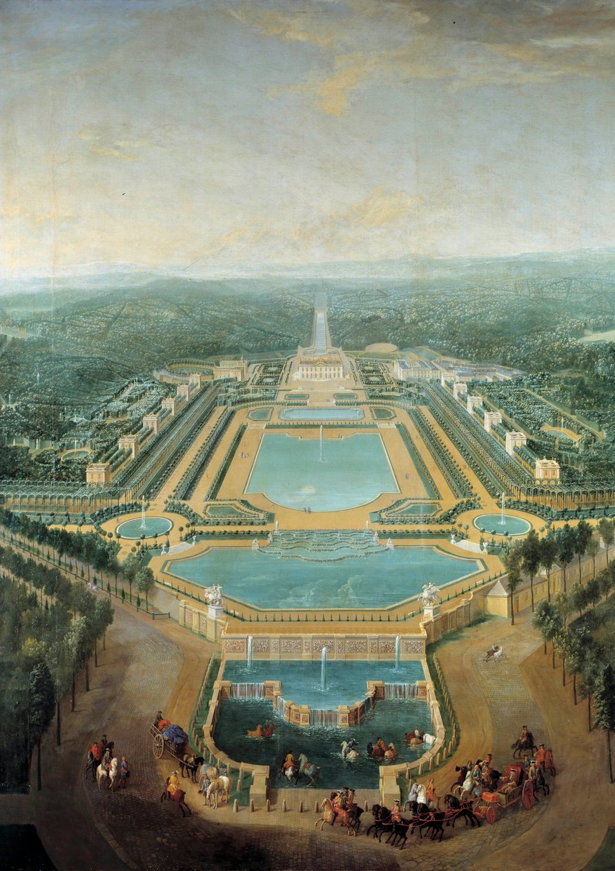 Perspective view of the castle of Marly, King Louis XV (1710-1774 ...