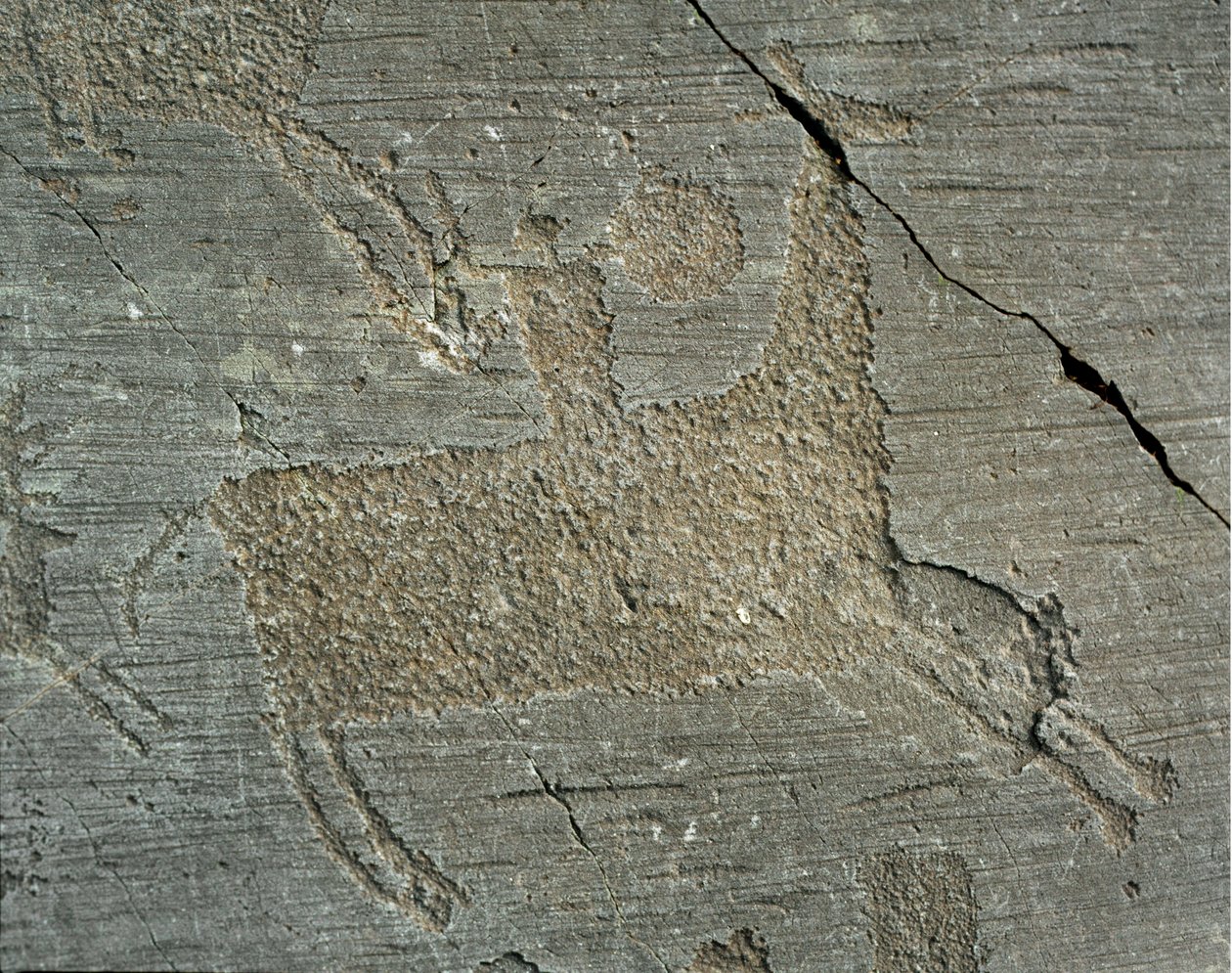 Prehistory, Camunni civilization, rock art: grave rock depicting a ...