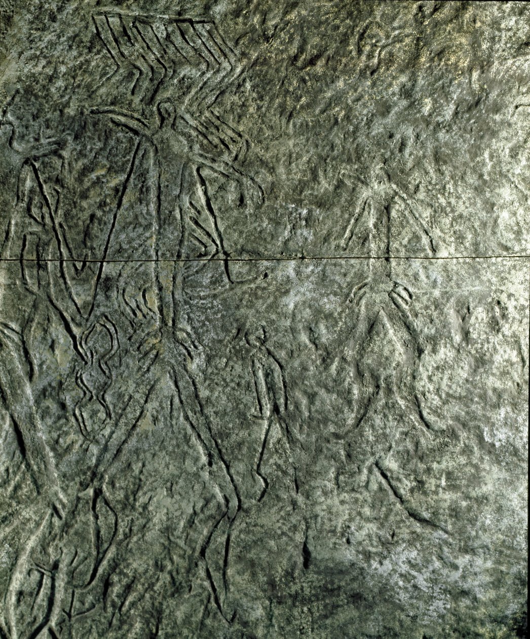 Petroglyph (graffiti on stone) of human figures. Neolithic, Stone Age ...
