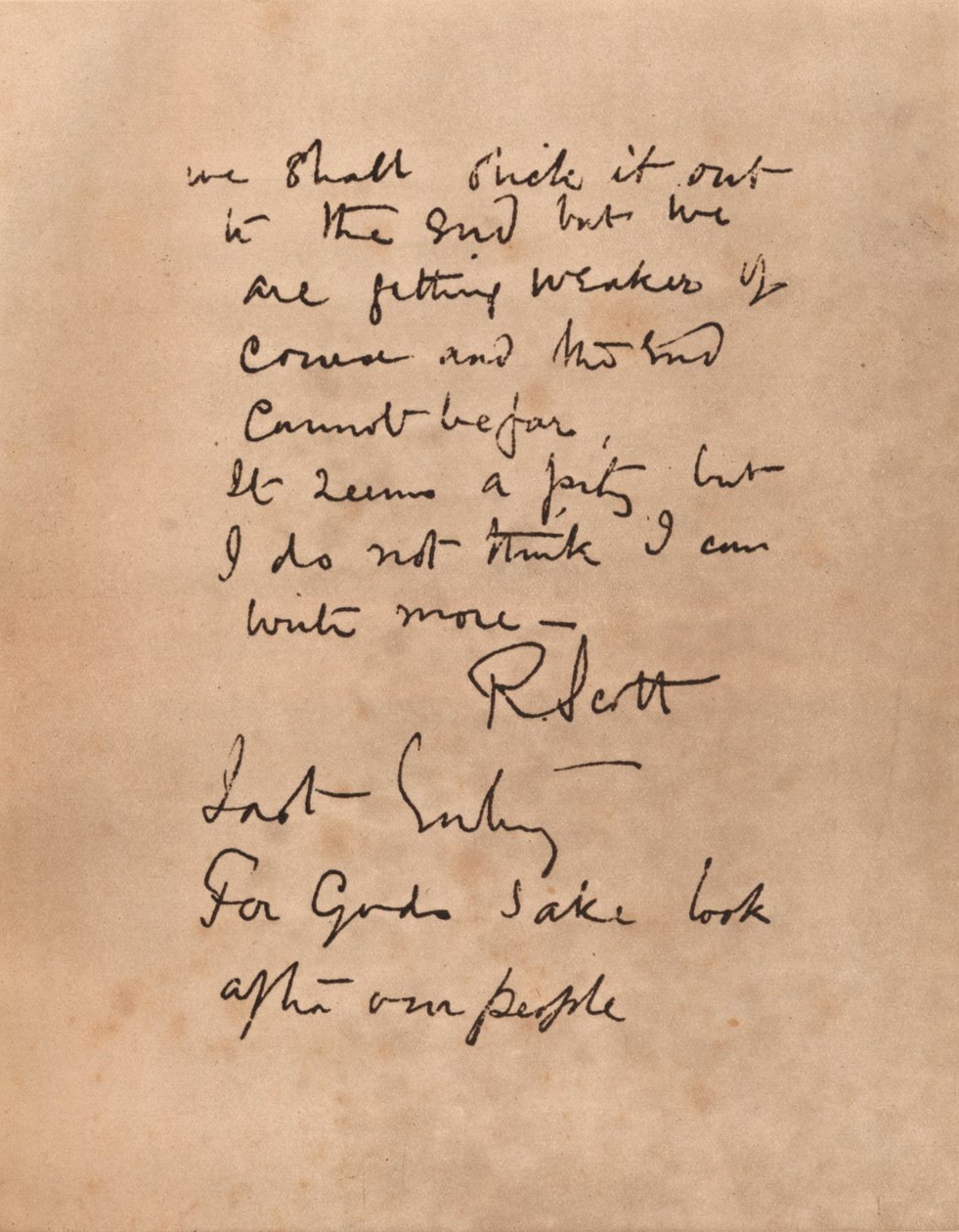 The final page of Captain Scott's diary, 1912 1935