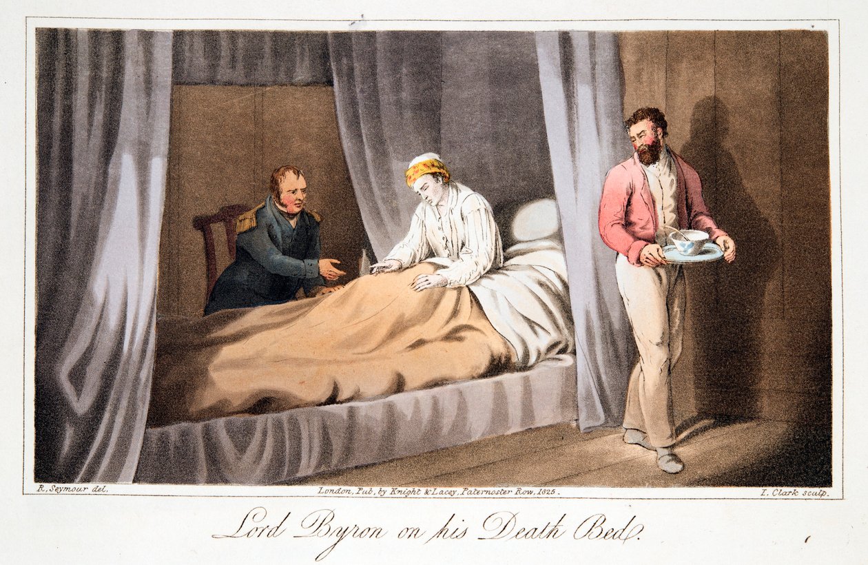 Lord Byron on His Death Bed by Robert Seymour