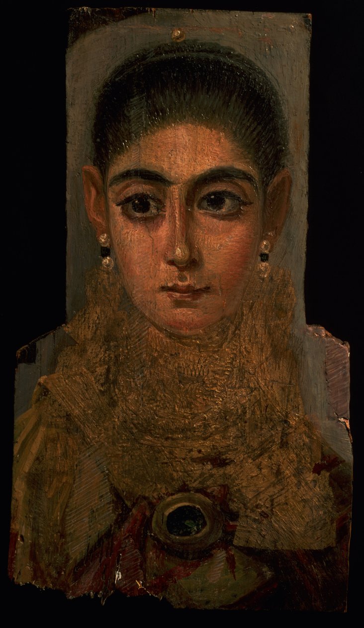 Portrait of a Woman Wearing a Gold Pectoral, Tomb Decoration, from ...