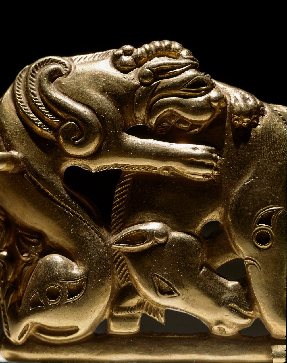 Gold Belt Fibula Depicting a Griffin Attacking a Horse (detail)