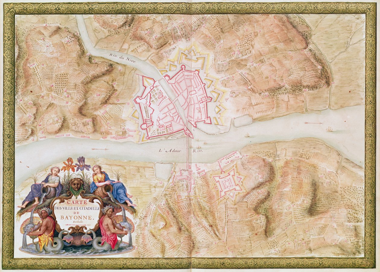 Plan and Map of the Town and Citadel of Bayonne, from the 'Atlas Louis XIV'