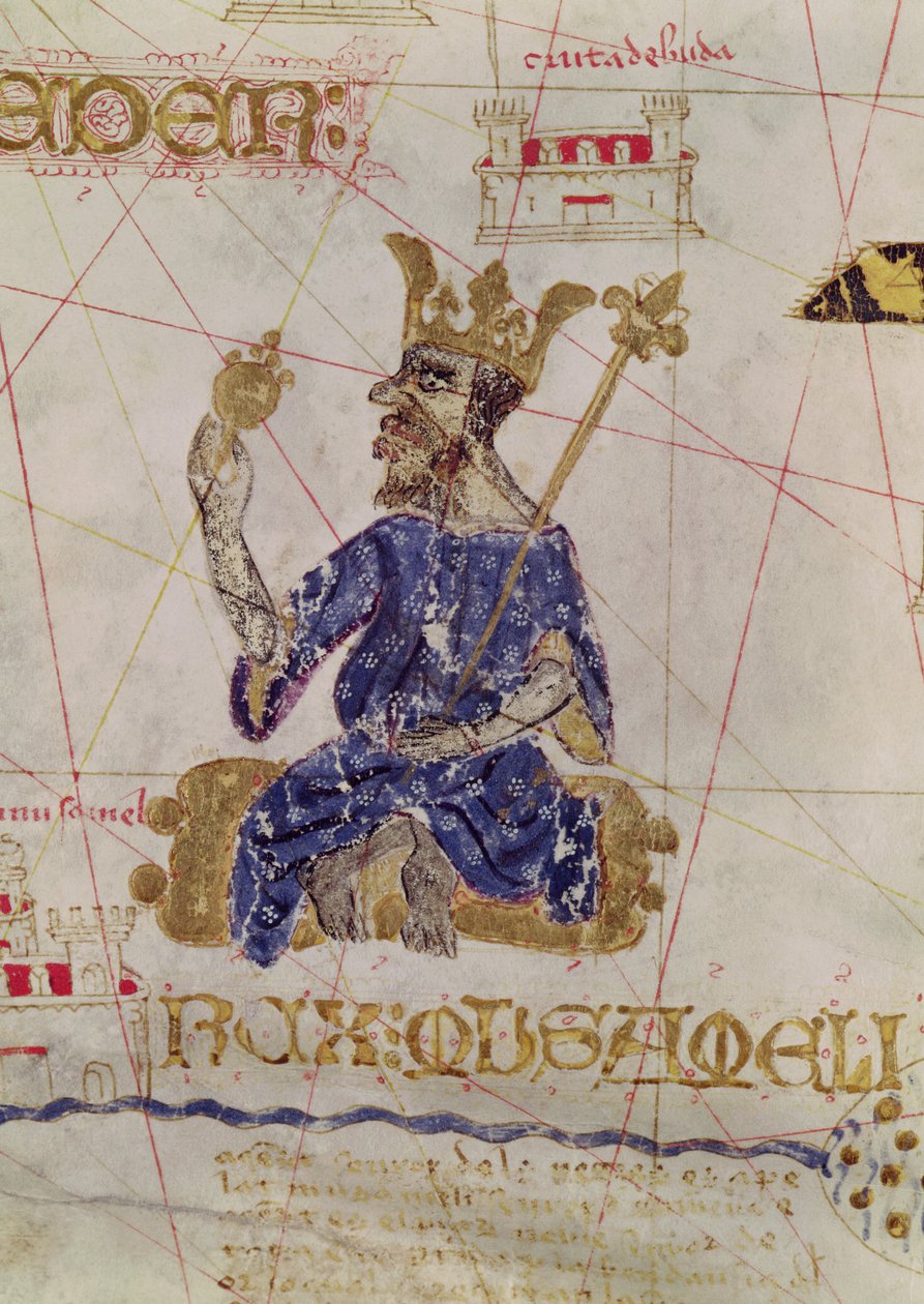 Kankou Mousa, King of Mali, from the Map of Charles V, Map of Mecia de ...