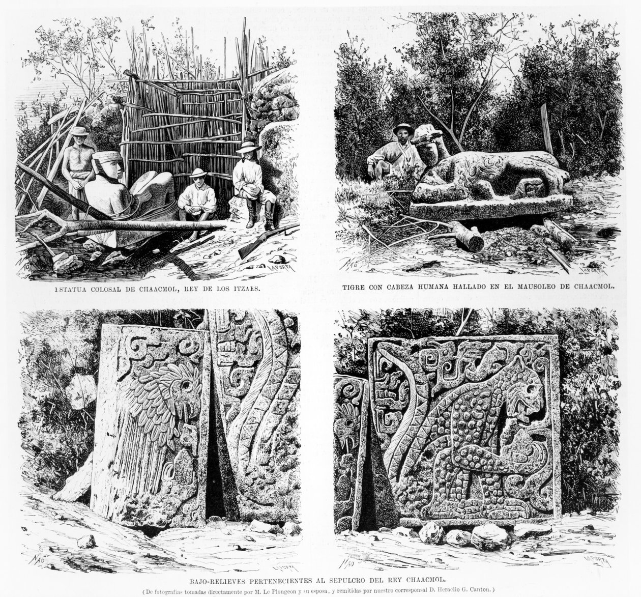 Artefacts discovered at Chichen Itza by Augustus Le Plongeon ...