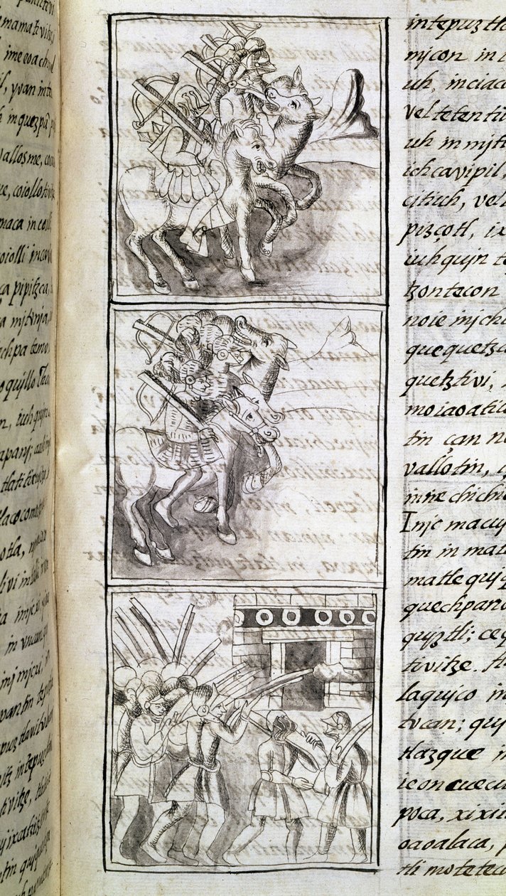 Codex of the conquest of Mexico: the Spaniards ready to attack the city ...