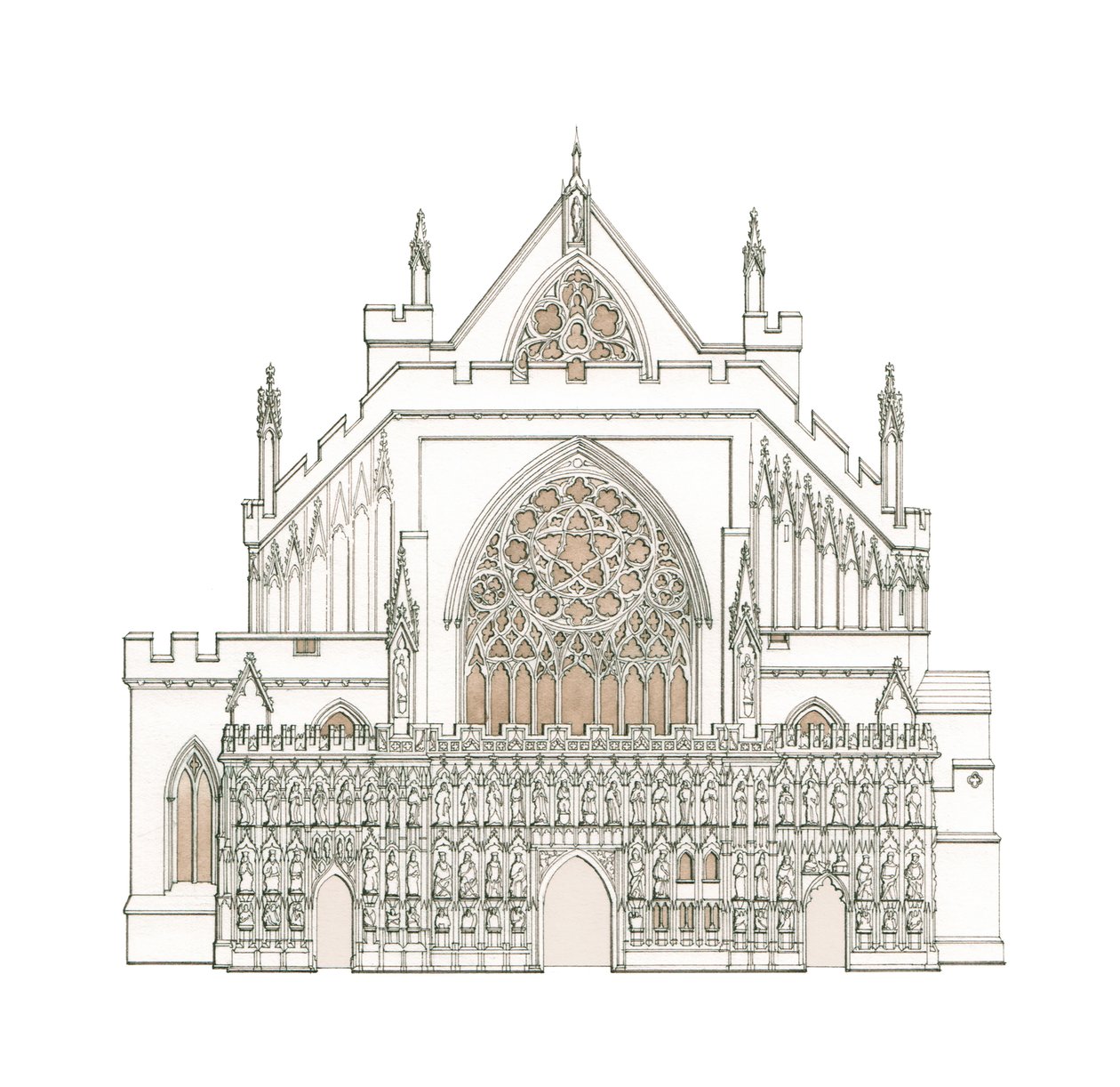 The West Front of Exeter Cathedral, Devon by Stephen Conlin