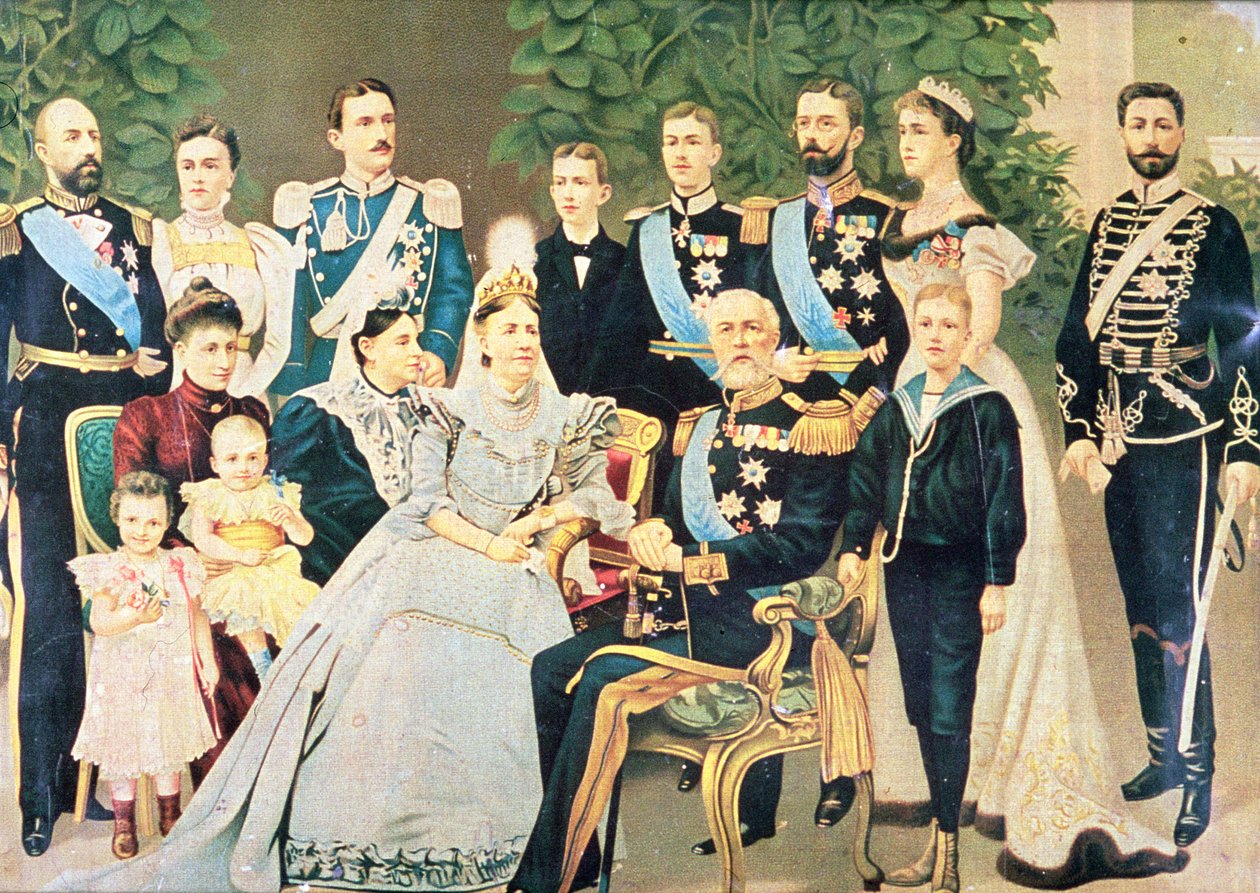 Oscar II and his family by Swedish School: Fine art print