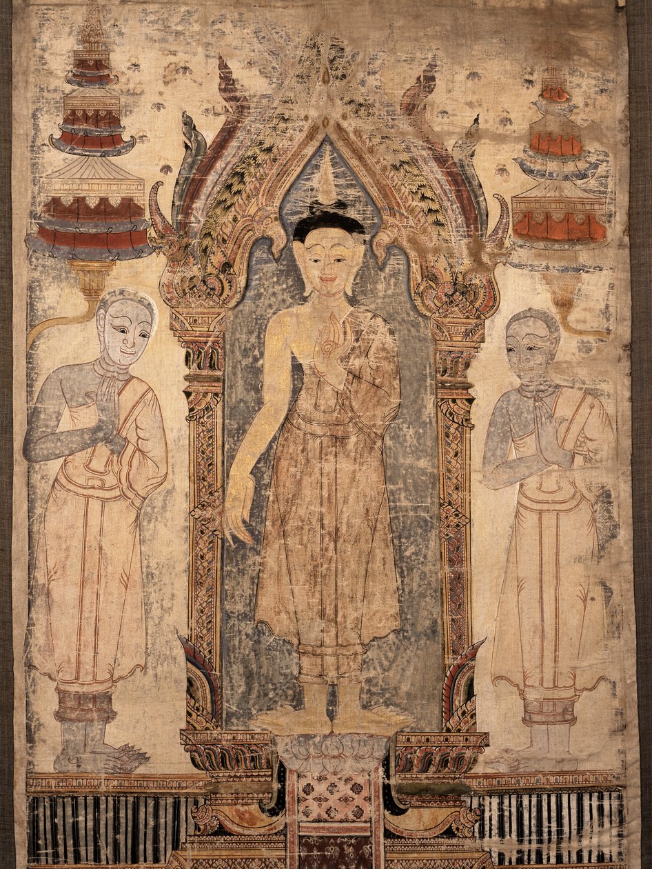 Banner Depicting Buddha with Disciples, Early 19th Century