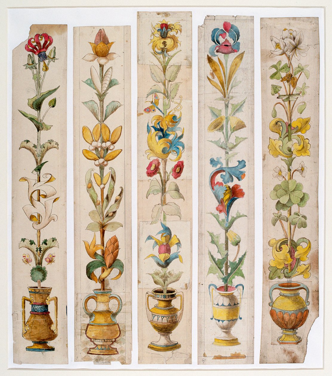 'Five designs for an inlay, Cardiff castle', 1884