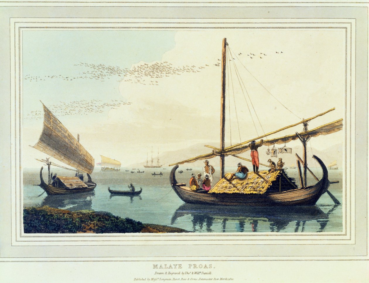 Malaye Proas, Plate 17 from 'A Picturesque Voyage to India'