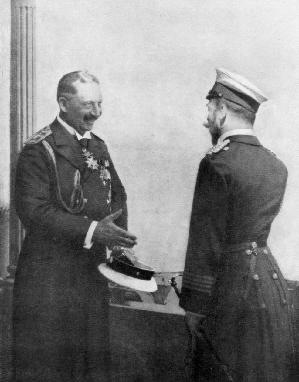 Emperor Wilhelm II of Germany greeting Tsar Nicholas II of Russia ...